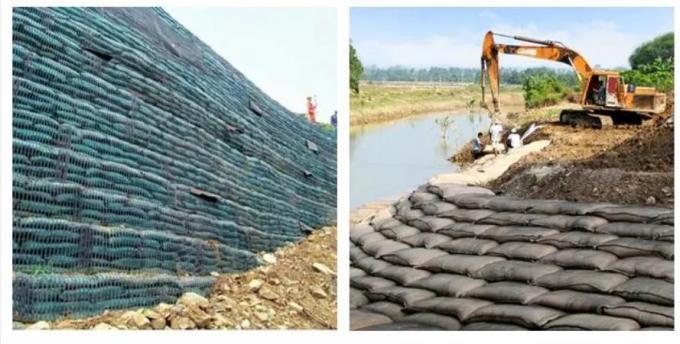 Polypropylene Geotextile Geobag Green Color Black Sand Bags